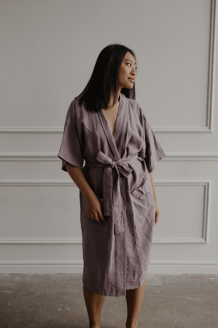 Linen Bathrobe | AmourLinen | Linen Bathrobe Women
