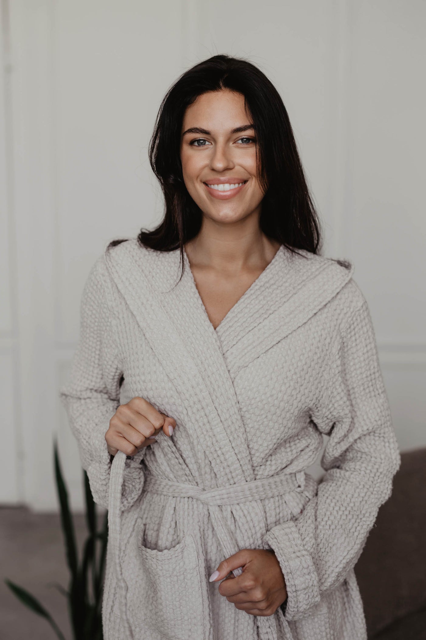 Linen Bathrobe | AmourLinen | Waffle Bathrobe