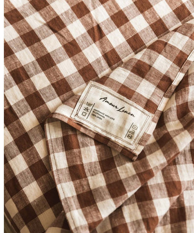 Terracotta linen bed throw | AmourLinen | Waffle blanket