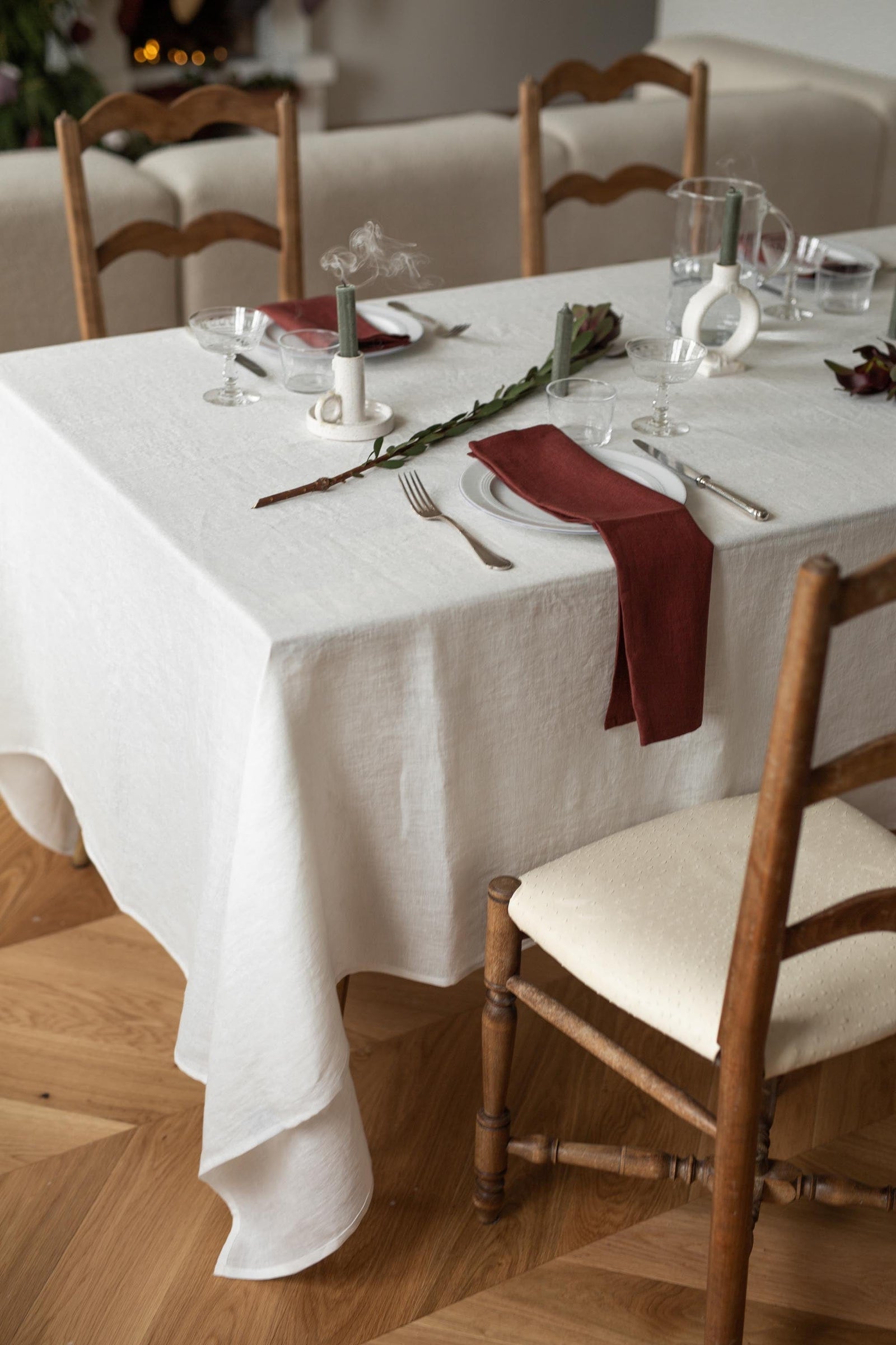 Linen Tablecloth in White | AmourLinen | White