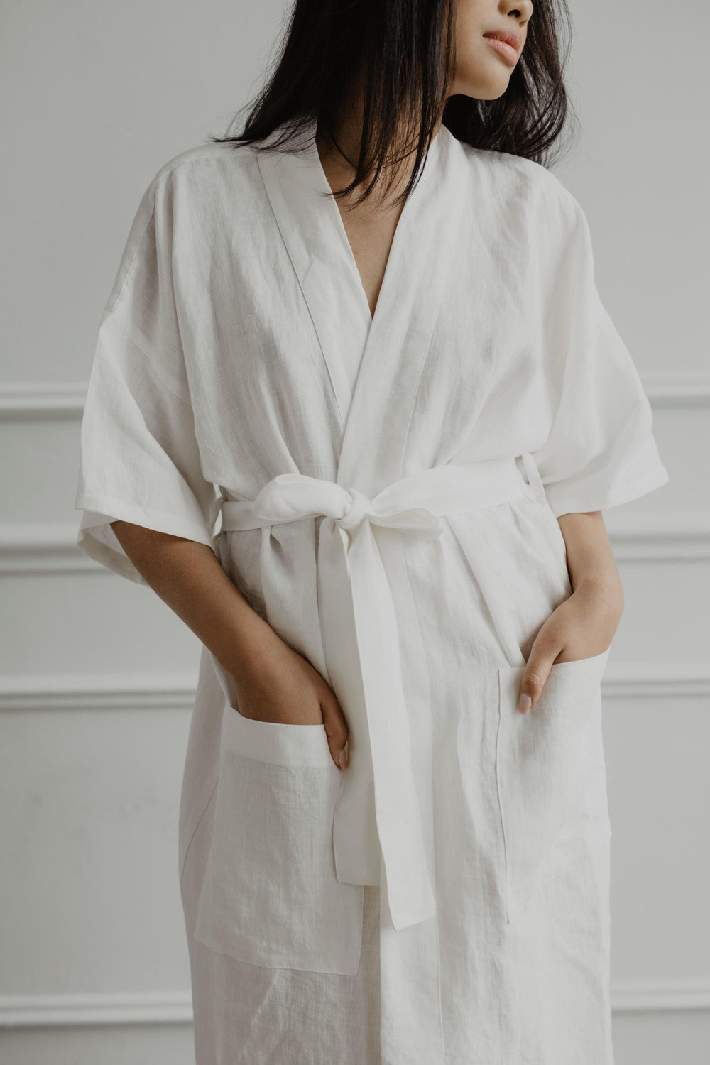 Linen Bathrobe | AmourLinen | Linen Bathrobe Women